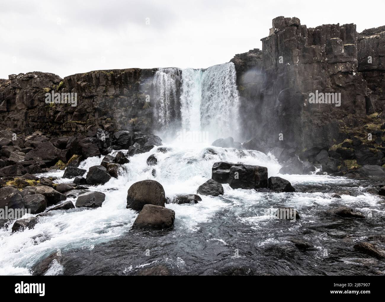 Oxarafoss waterfall Thingvellir Park Iceland Stock Photo - Alamy