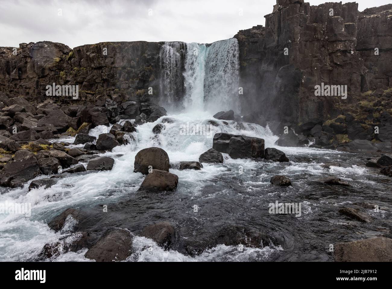 Oxarafoss waterfall Thingvellir Park Iceland Stock Photo - Alamy