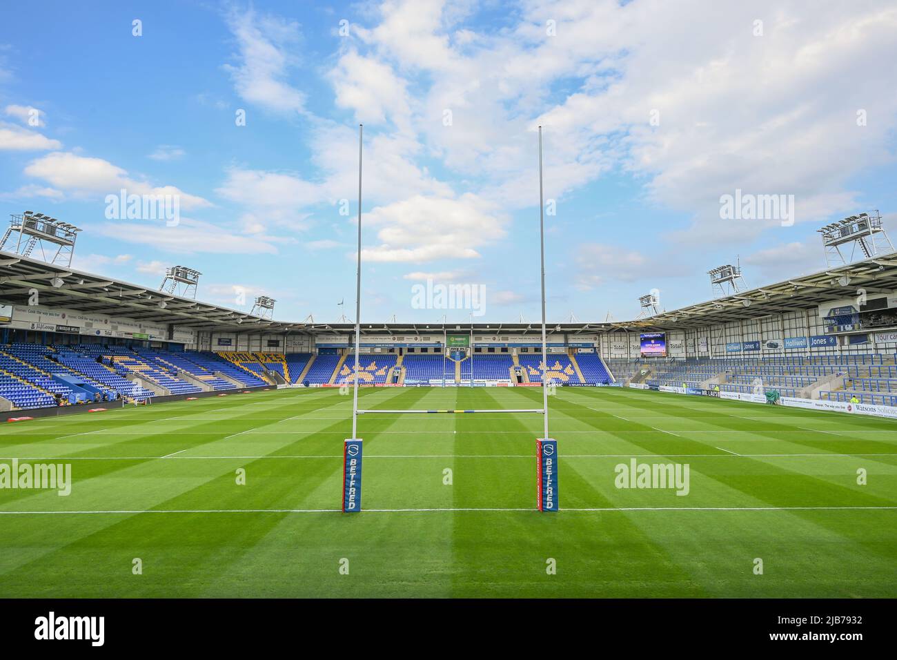 General view of The Halliwell Jones Stadium, Home of Warrington Wolves ...