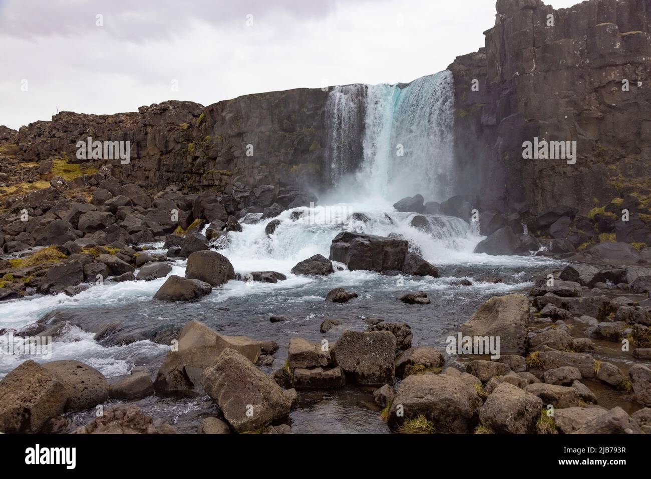 Oxarafoss waterfall Thingvellir Park Iceland Stock Photo - Alamy