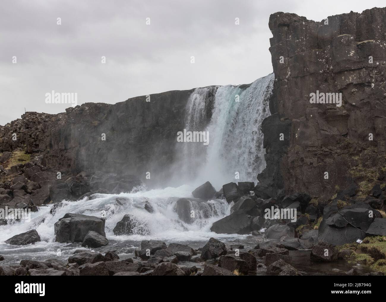Oxarafoss waterfall Thingvellir Park Iceland Stock Photo - Alamy