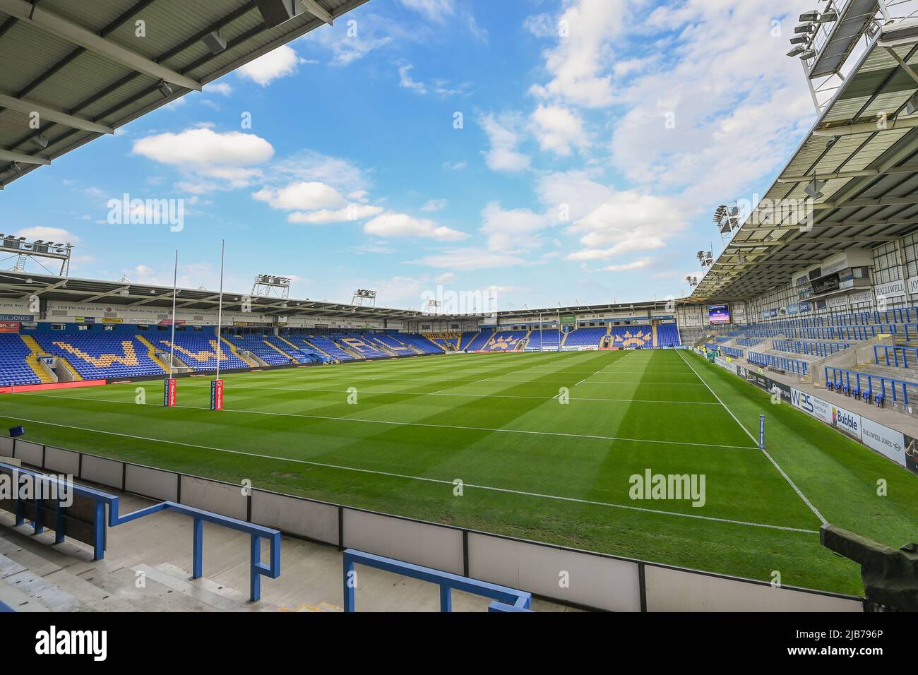 General view of The Halliwell Jones Stadium, Home of Warrington Wolves ...