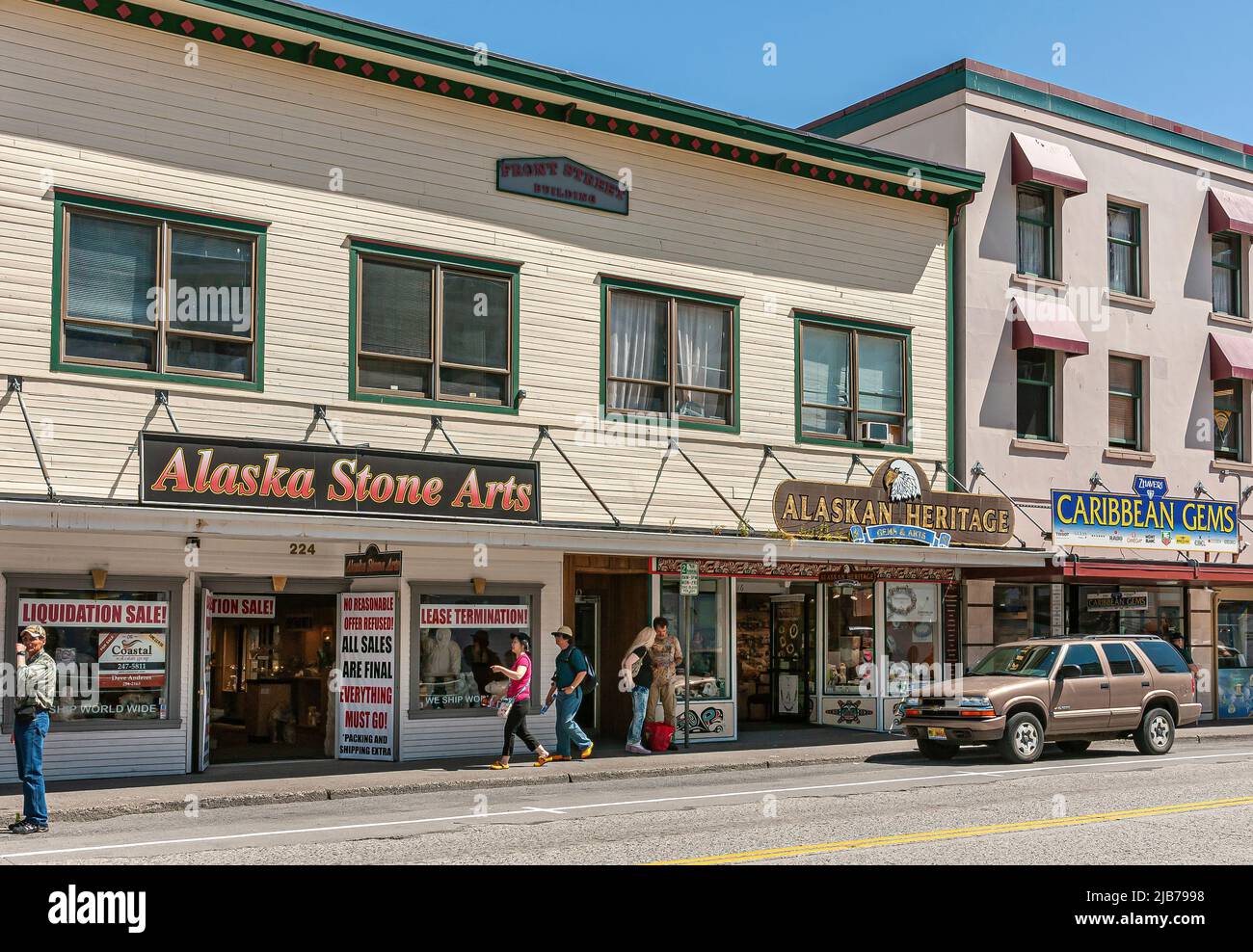 Ketchikan, Alaska, USA - July 17, 2011: Part of Front street featuring ...