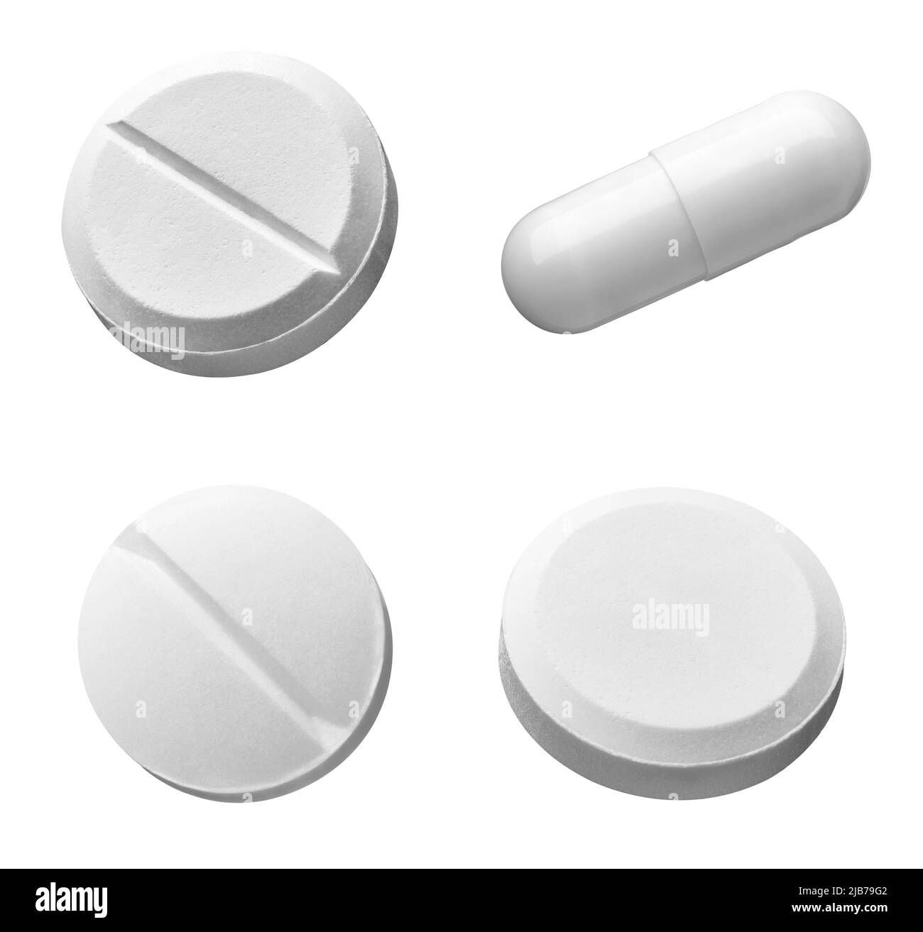 collection of various white pilsl on white background Stock Photo - Alamy