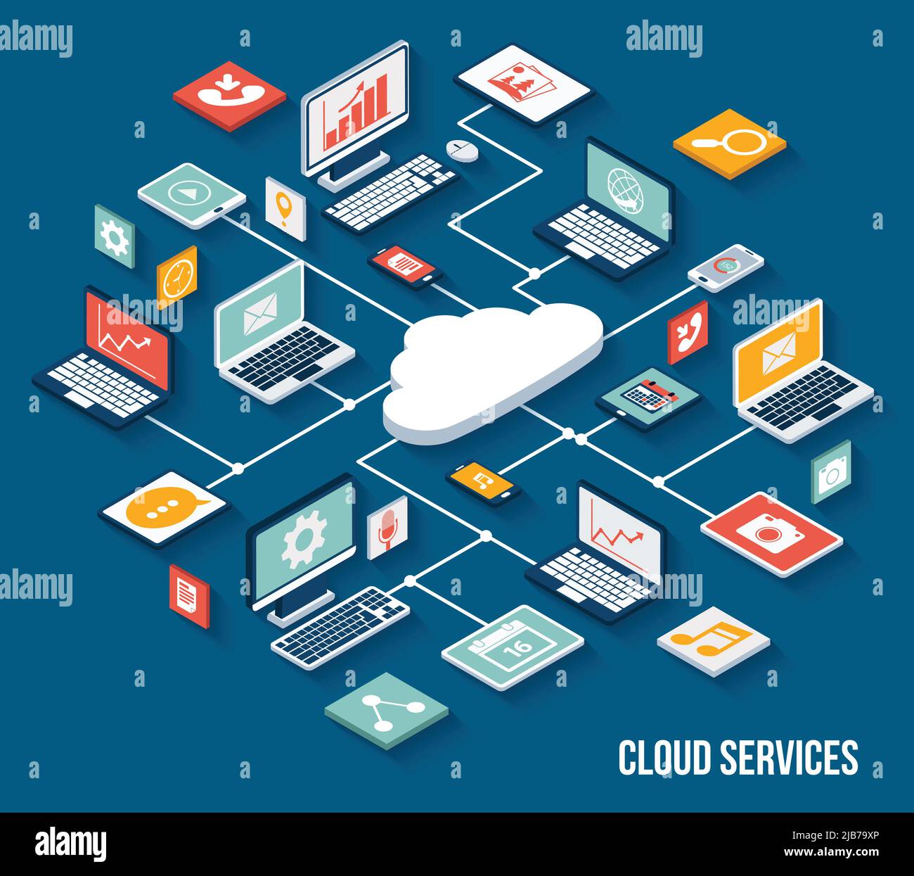 Mobile smartphone services cloud concept with isometric application ...