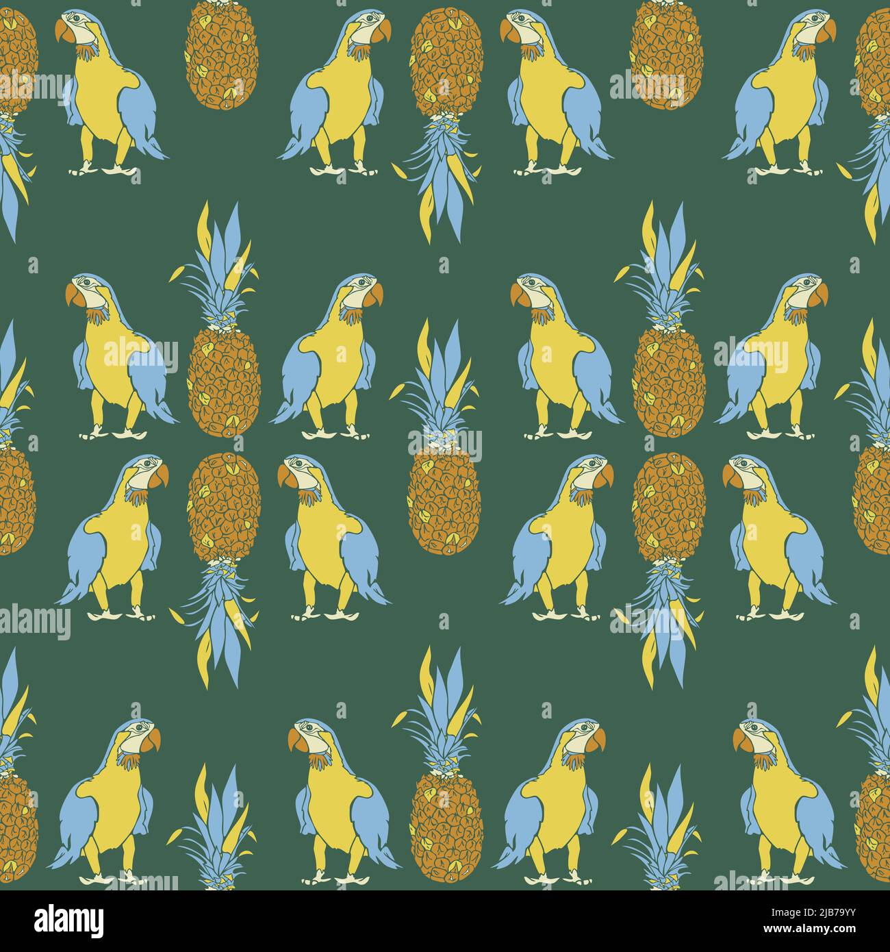 Vector seamless pattern with colorful parrots. Beautiful design with ...