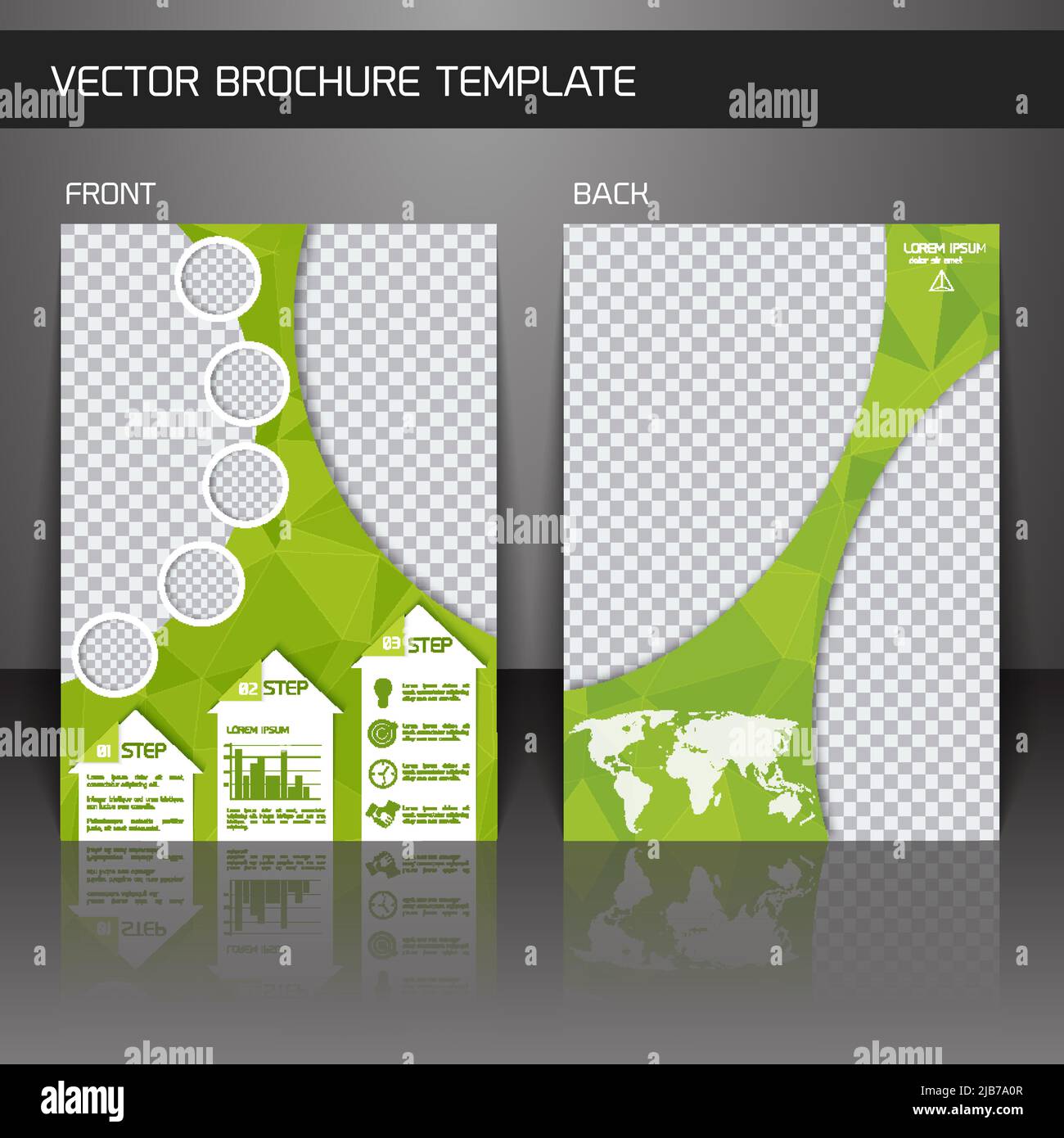 Green abstract design paper brochure leaflet design back and front ...