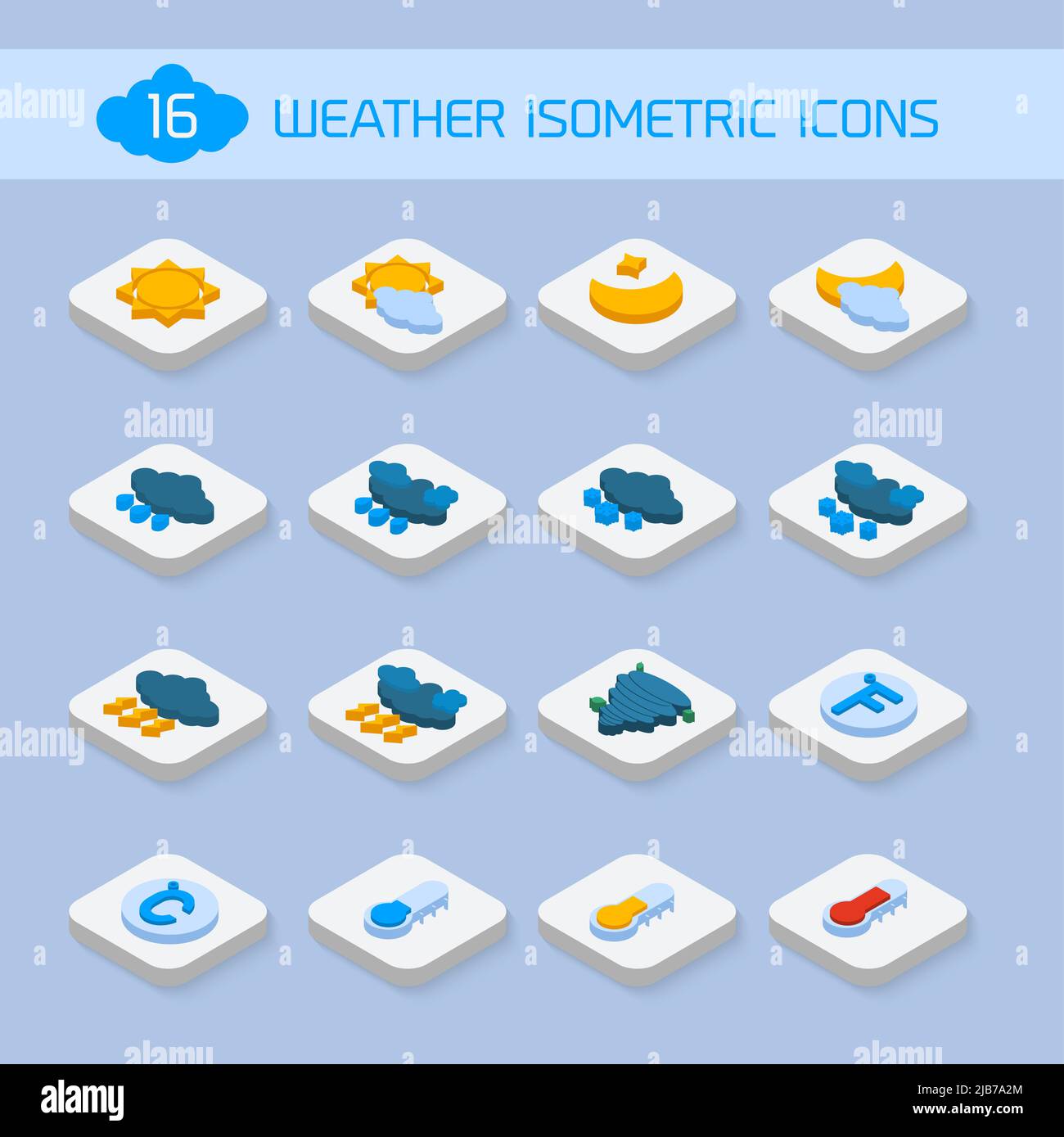 Weather forecast isometric icons buttons set for climate and ...