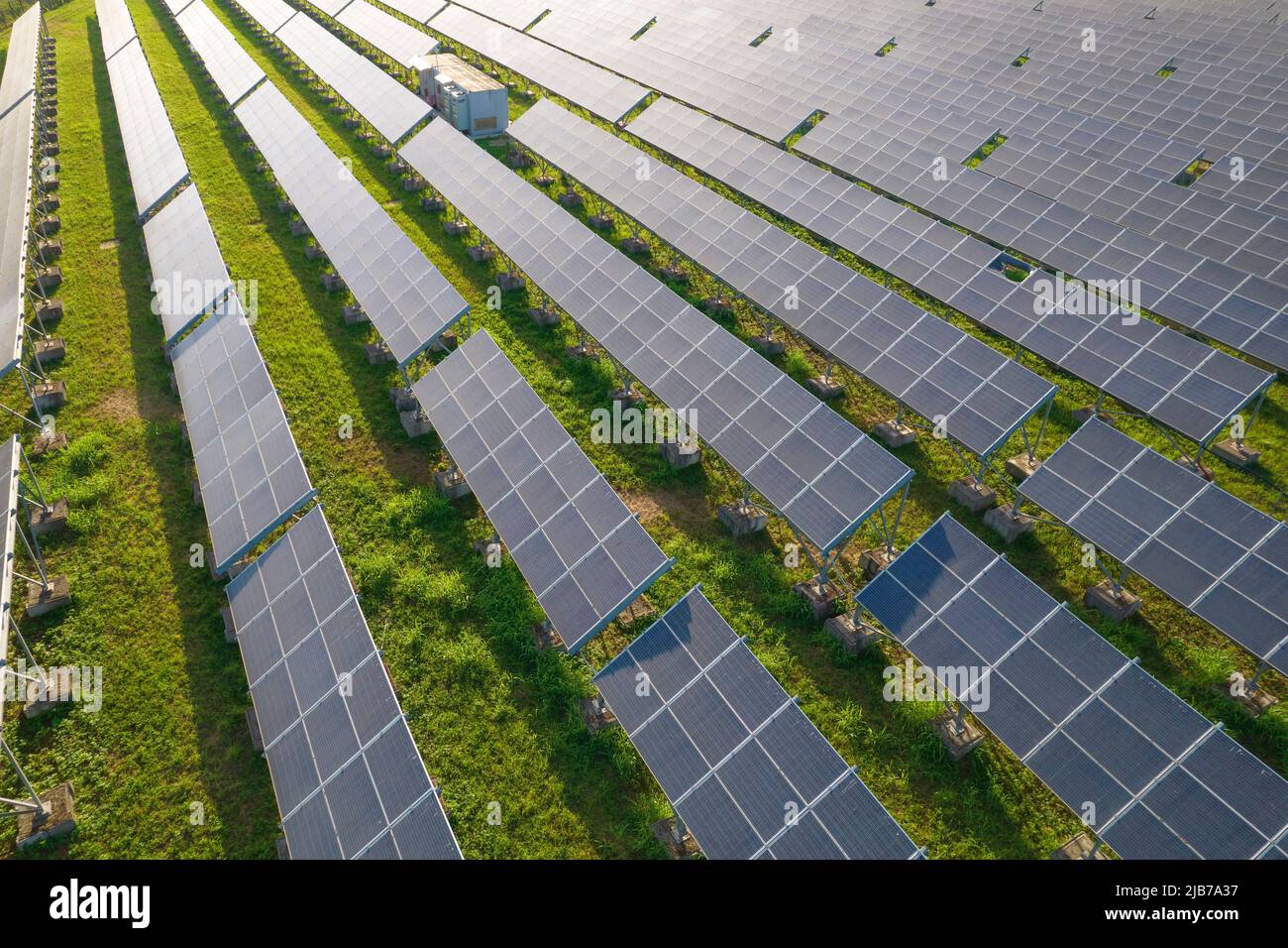 Aerial view of a series of solar panels for producing electricity Stock ...