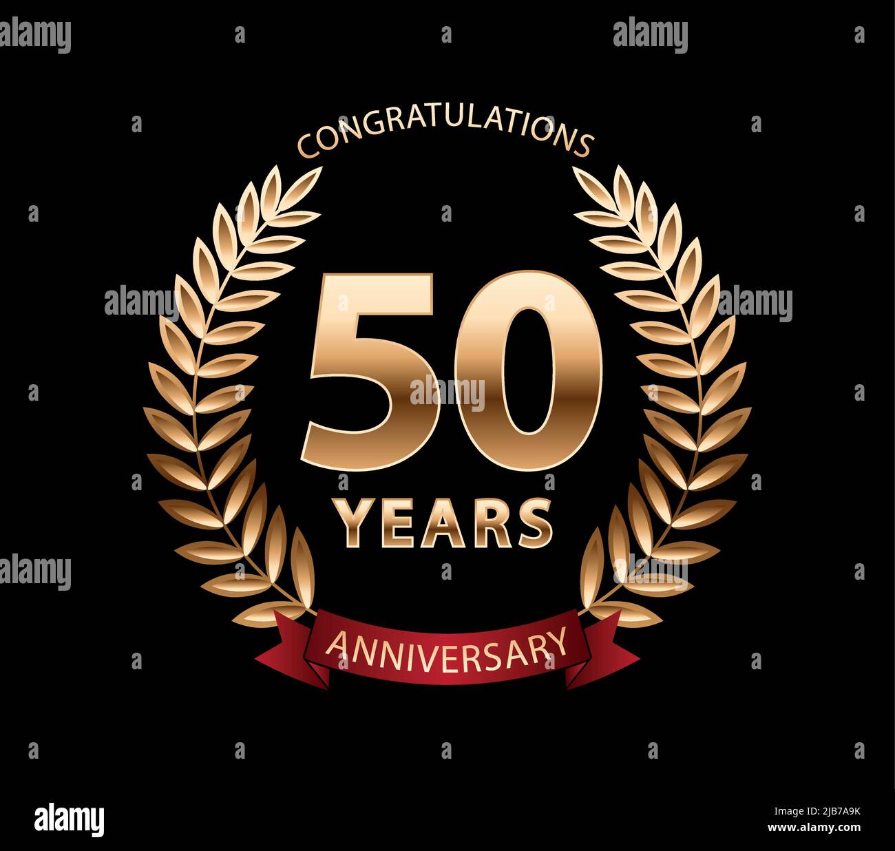 50 years anniversary golden laurel wreath. Anniversary celebration logo ...