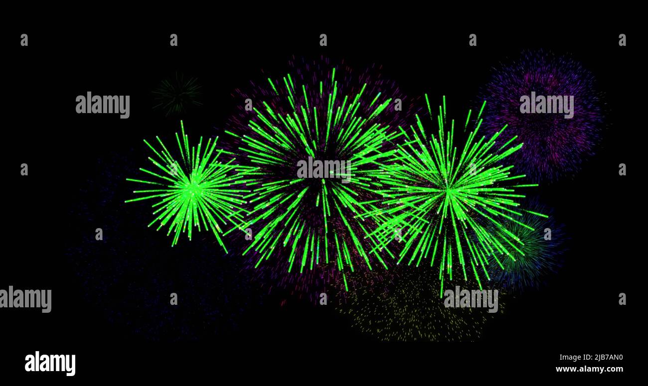 Image of colourful christmas and new year fireworks exploding in night ...