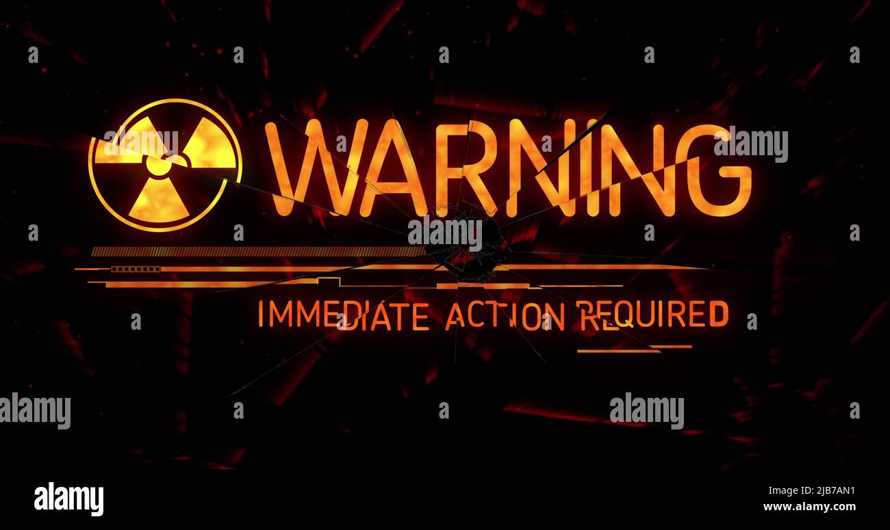 Image of warning text with biohazard symbol on black background Stock ...