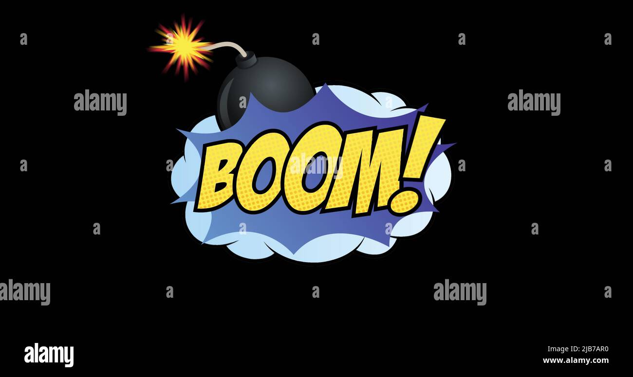 Image of boom text over neon circles on black background Stock Photo ...