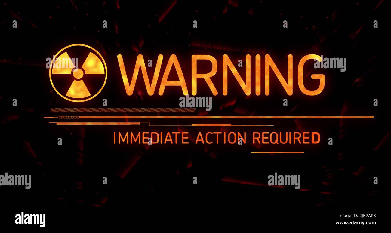 Image of warning text with biohazard symbol on black background Stock ...