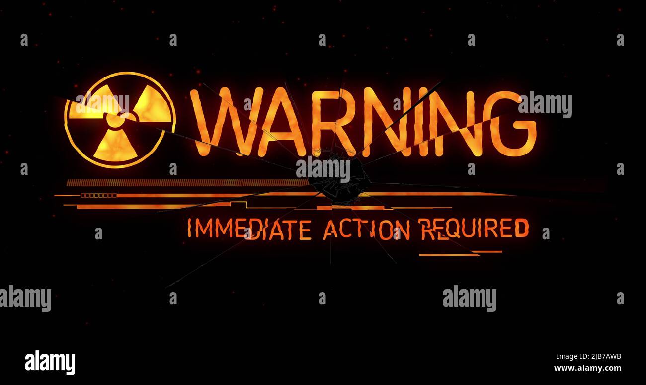 Image of warning text with biohazard symbol on black background Stock ...