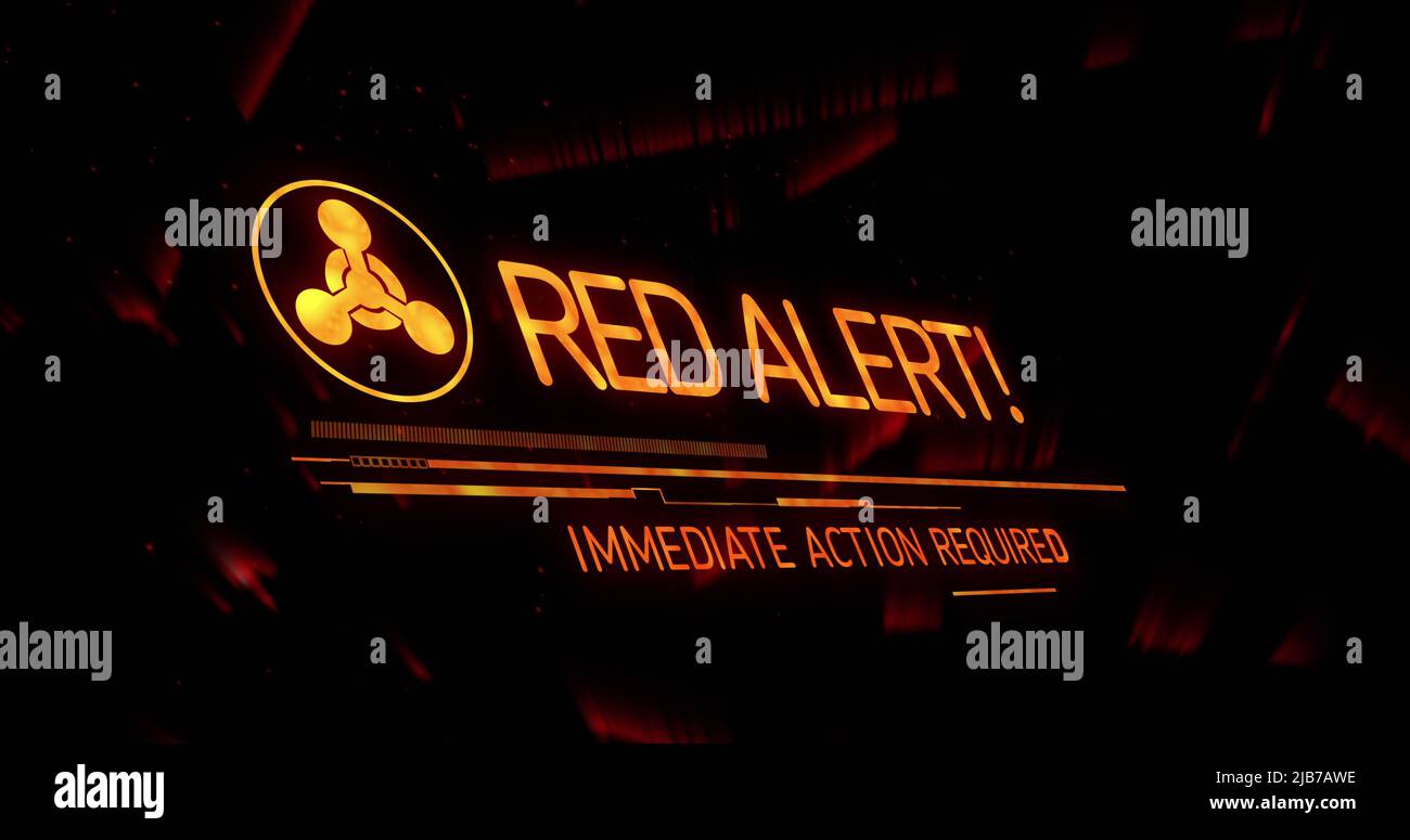 Image of red alert sign and text on black background Stock Photo - Alamy