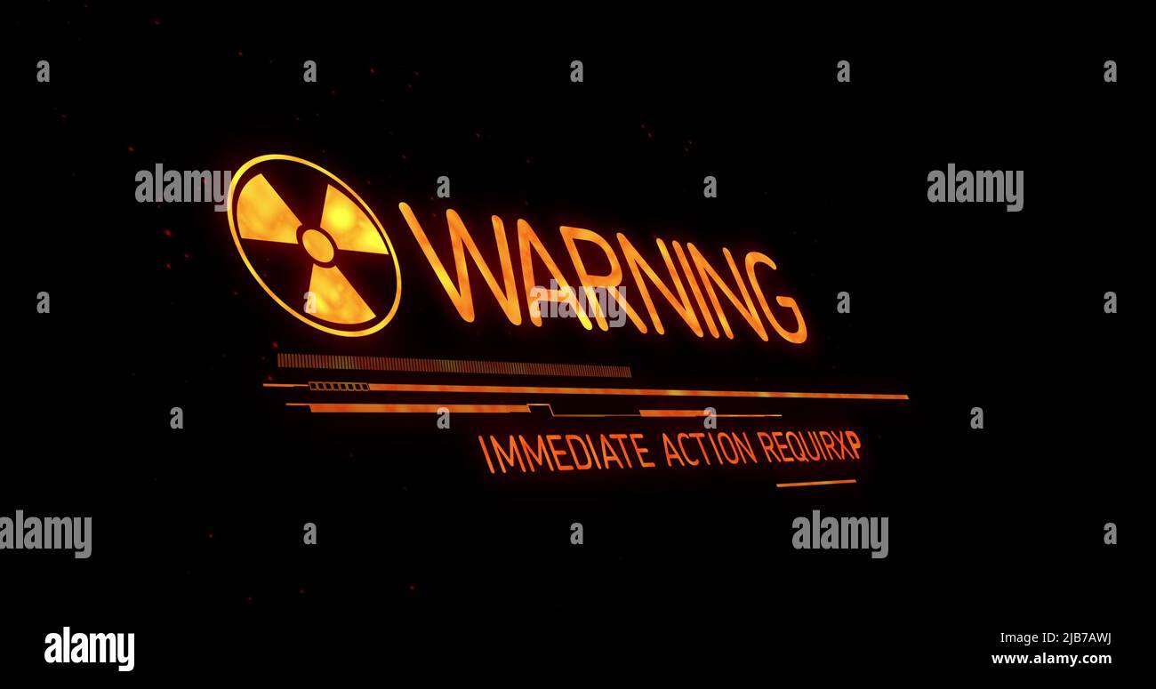Image of warning text with biohazard symbol on black background Stock ...