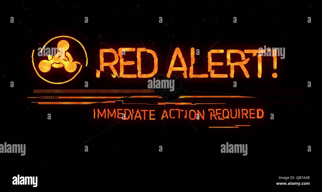 Image of red alert sign and text on black background Stock Photo - Alamy