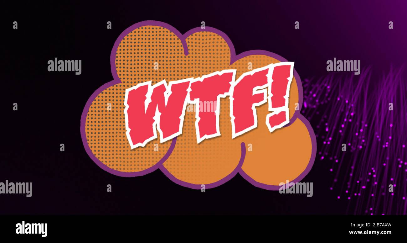 Image of wtf text over light trails on black background Stock Photo - Alamy