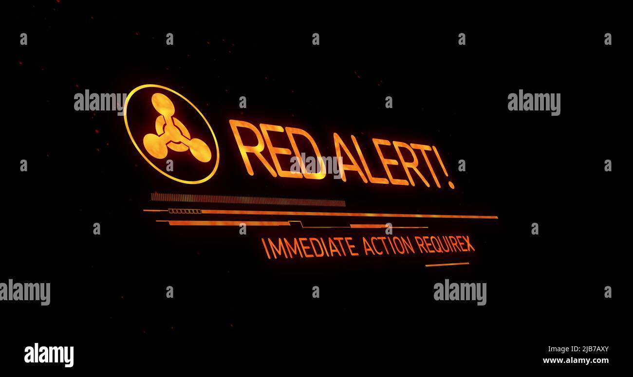 Image of red alert sign and text on black background Stock Photo - Alamy
