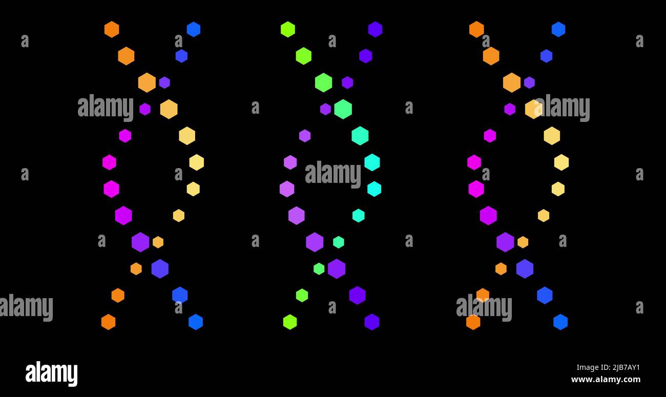 Image of colorful dna rotating on black background Stock Photo - Alamy
