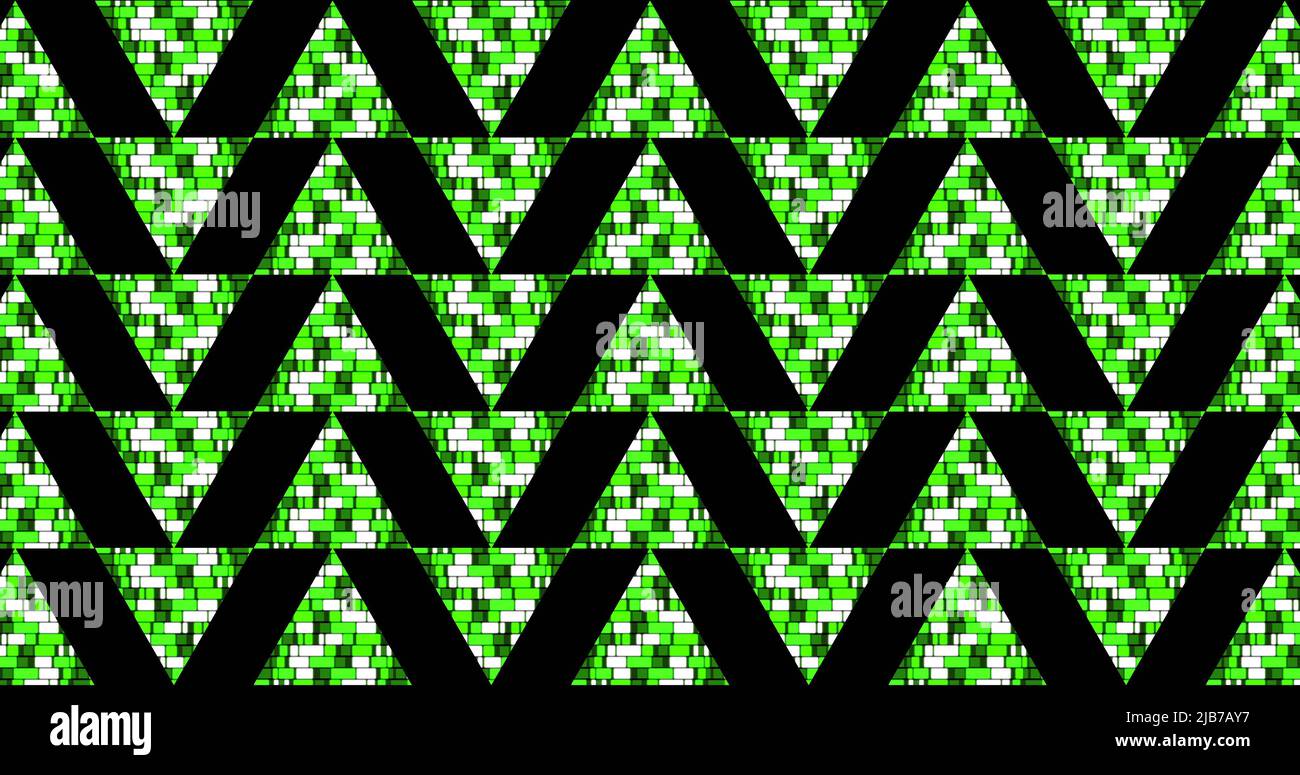 Image of changing green triangles on black background Stock Photo - Alamy