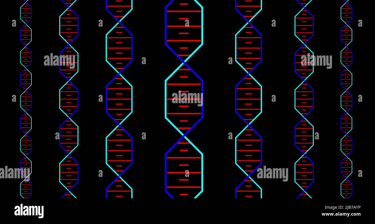Image of colorful dna rotating on black background Stock Photo - Alamy