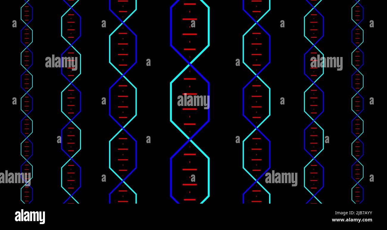 Image of colorful dna rotating on black background Stock Photo - Alamy