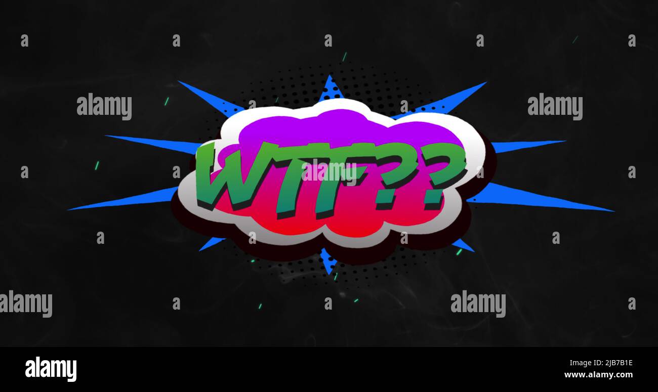 Image of wtf text over green shapes on black background Stock Photo - Alamy