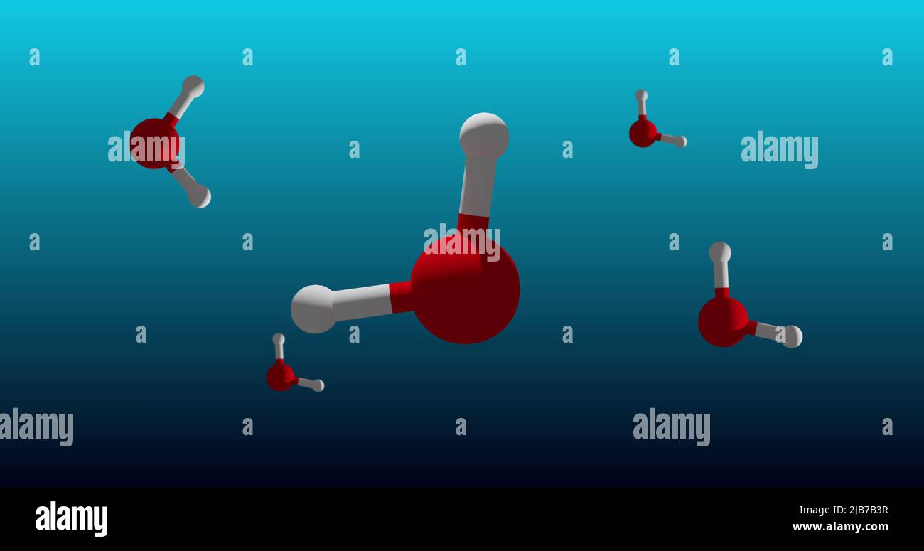 Image of molecules rotating on blue background Stock Photo - Alamy