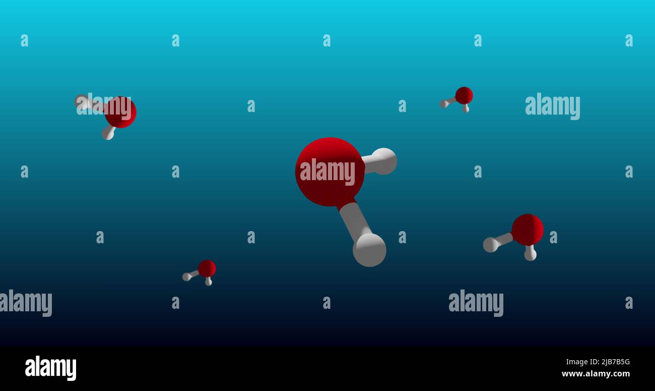 Image of molecules rotating on blue background Stock Photo - Alamy