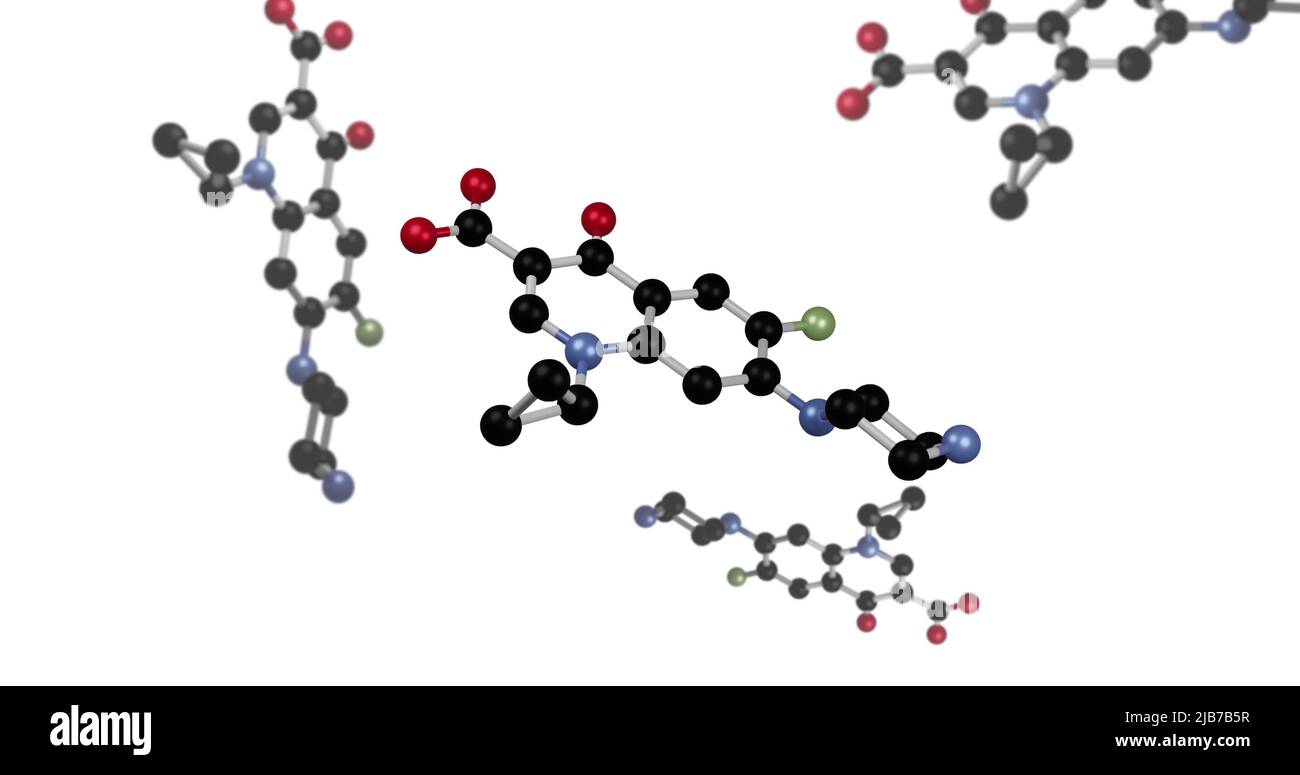 Image of molecules rotating on white background Stock Photo - Alamy