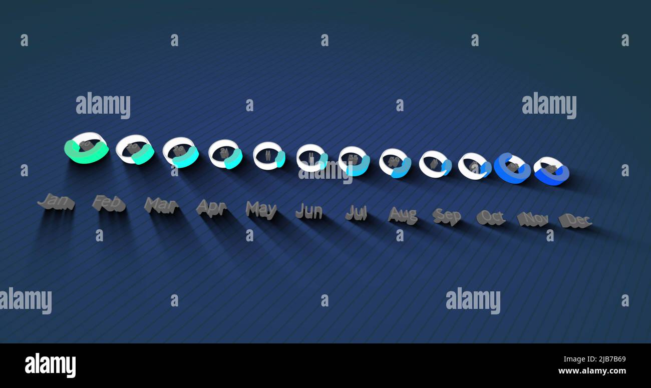 Image of graph and months on navy background Stock Photo - Alamy