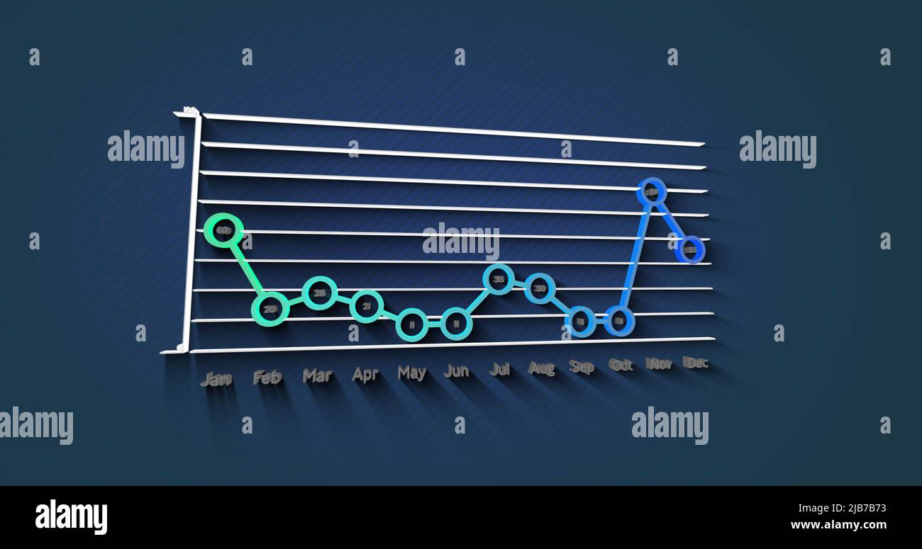 Image of graph and months on navy background Stock Photo - Alamy