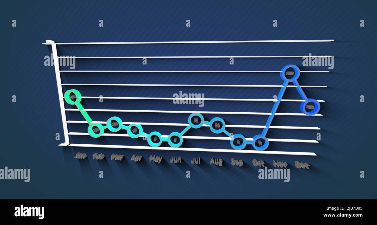 Image of graph and months on navy background Stock Photo - Alamy