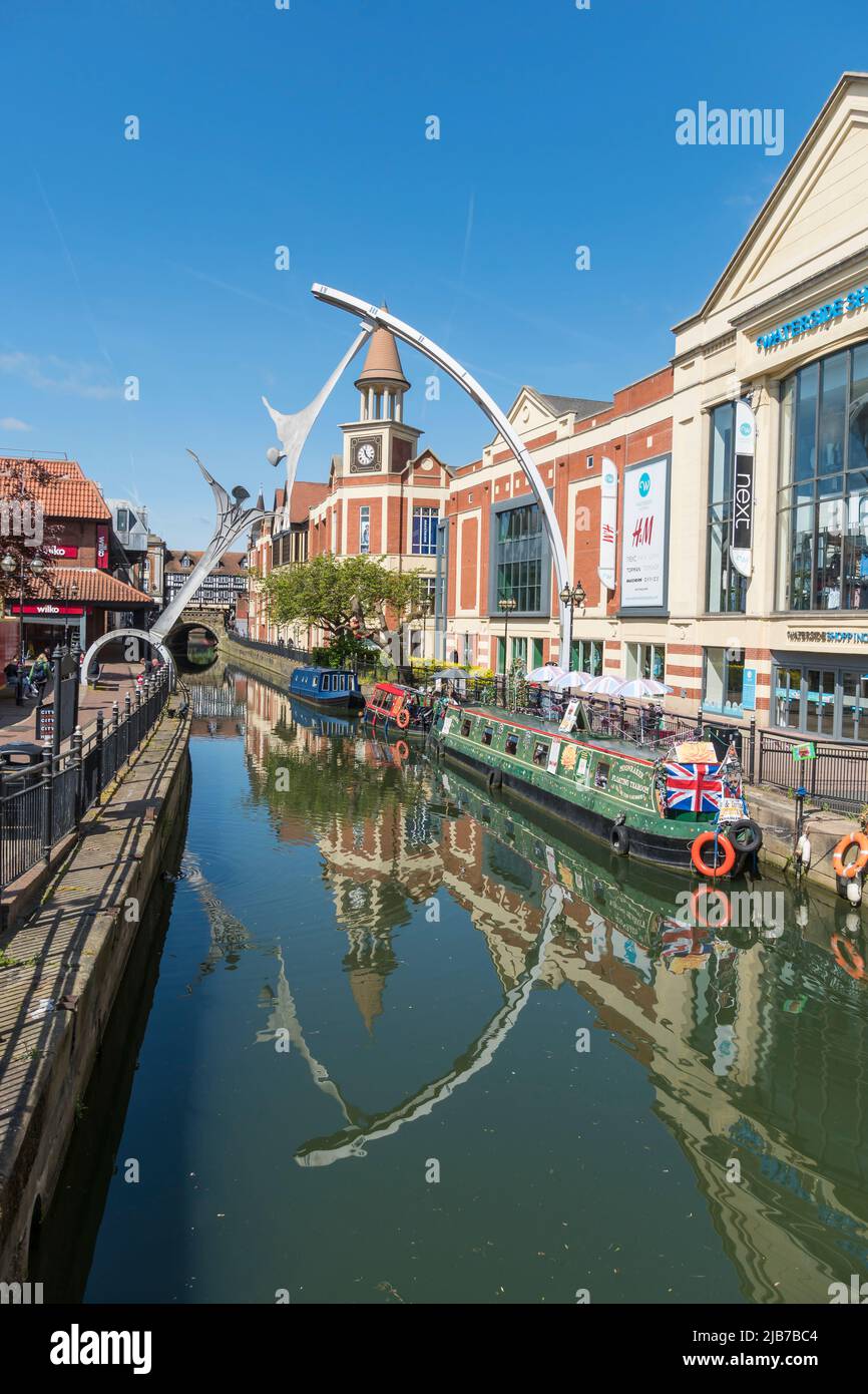 River Witham looking west and Empowerment sculpture spanning river ...