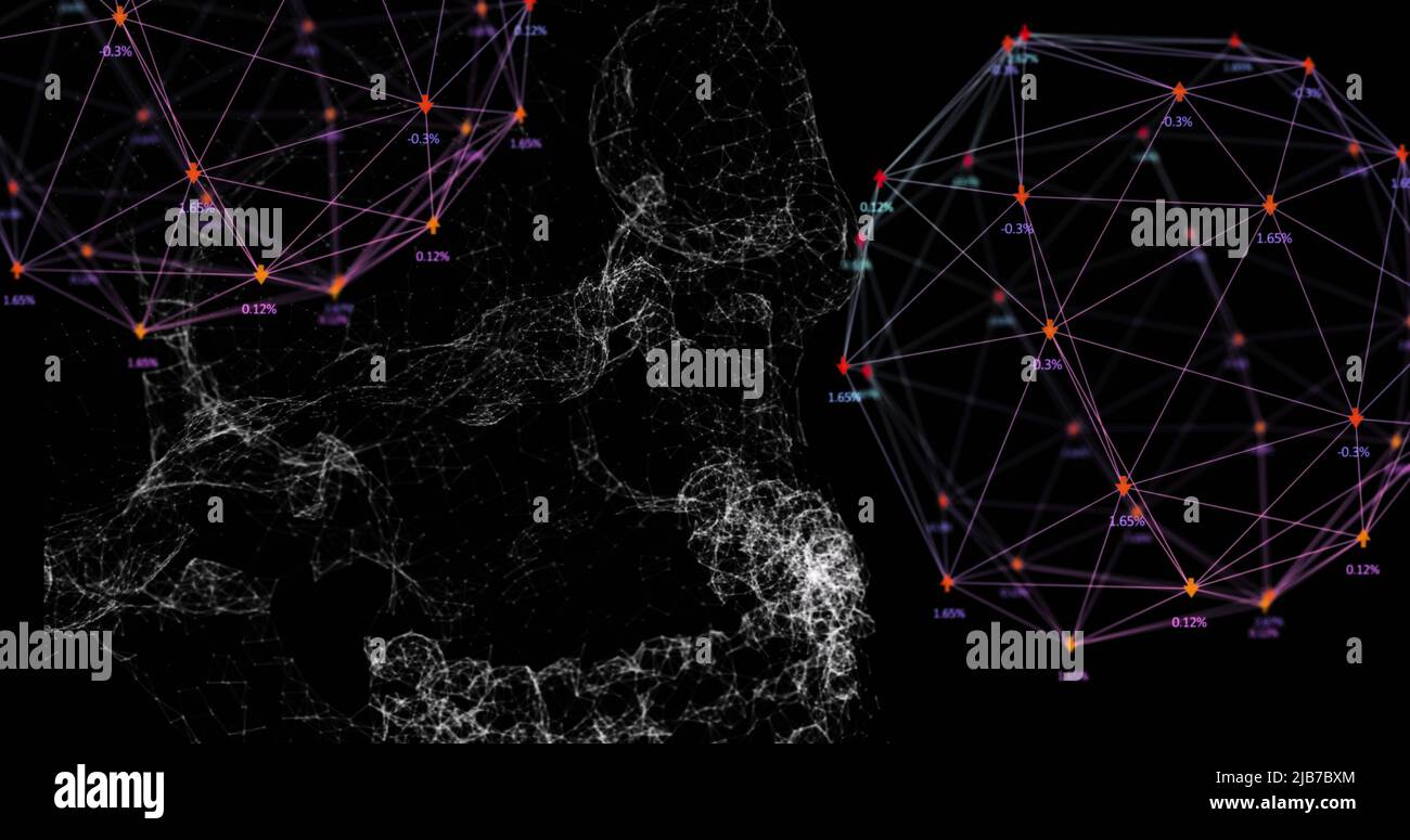 Web of connections against black background Stock Photo - Alamy