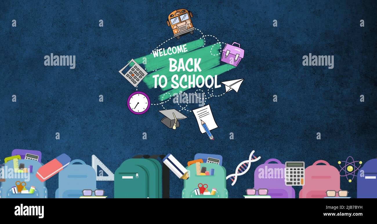 Digital composite image of welcome back to school text and school ...