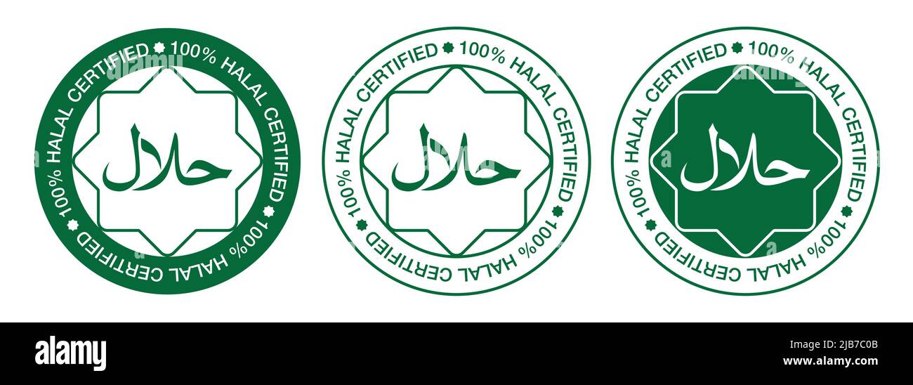 Collection of halal certified logo vector isolated on white background ...