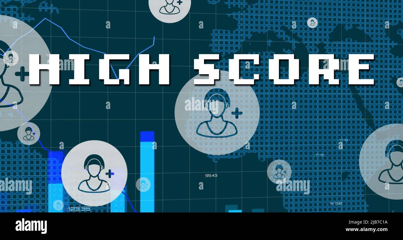 Image of high score in digital abstract space with icons Stock Photo ...