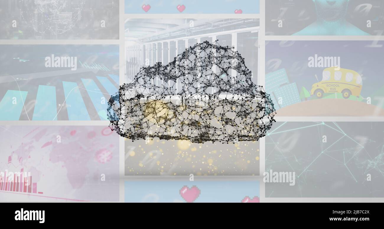 Image of digital cloud and data processing on screens Stock Photo - Alamy