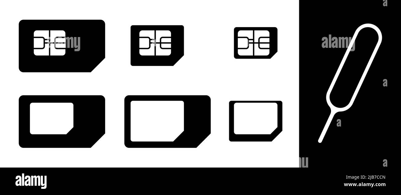 Sim cards set. Nano and micro sim cards. Set of sim cards vector icon ...