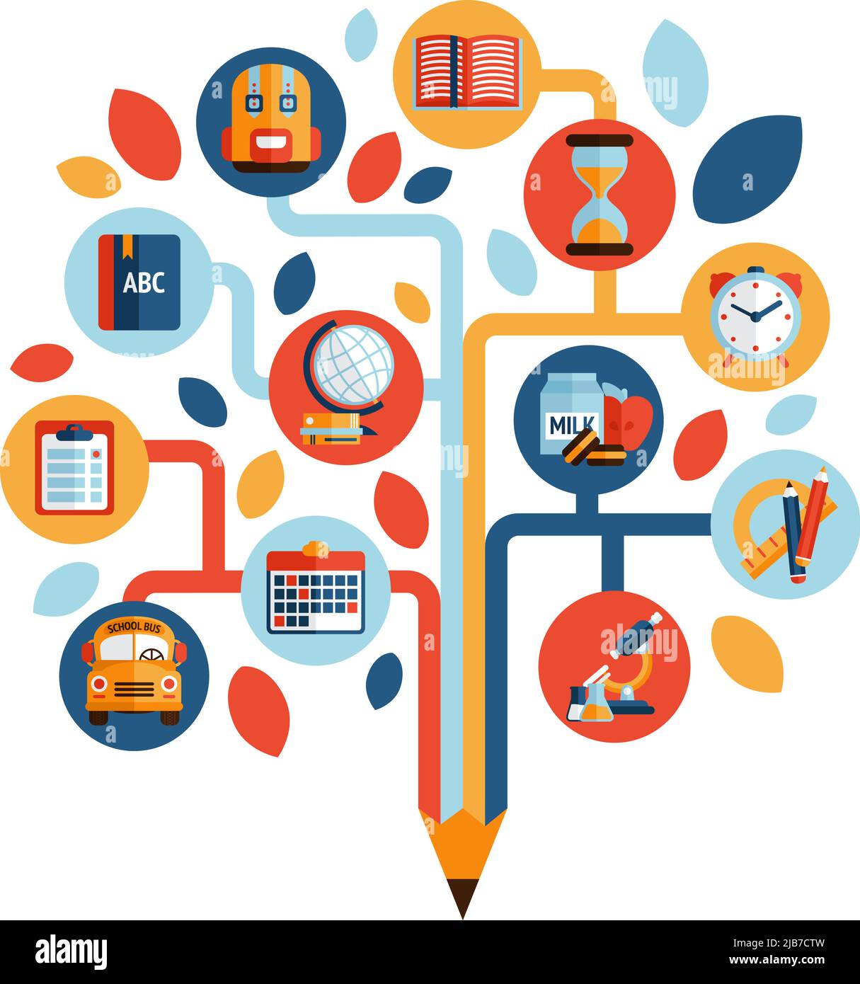 Tree with education icons studying knowledge symbol vector illustration ...