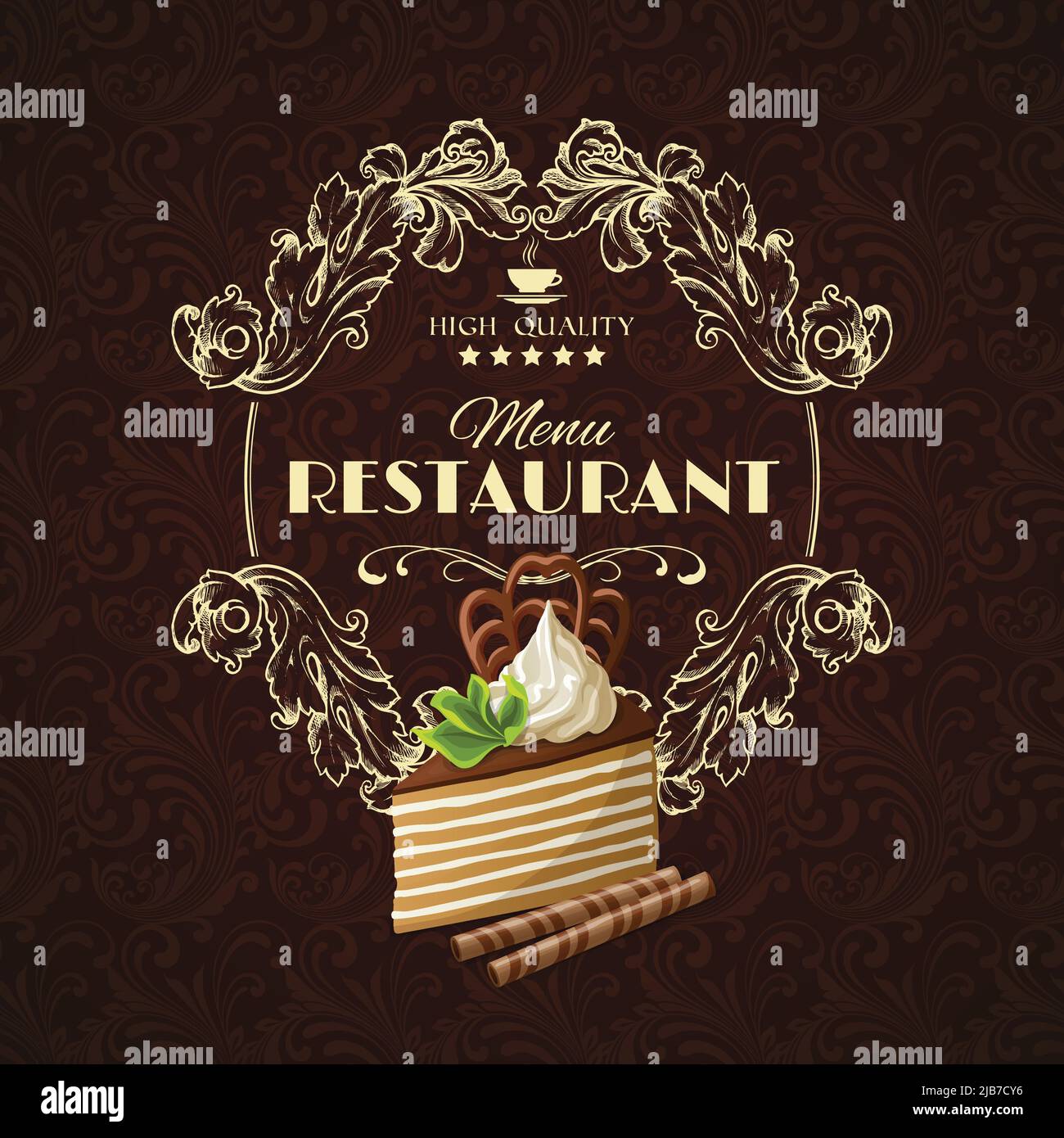 Decorative sweets dessert restaurant menu with layered chocolate cake ...