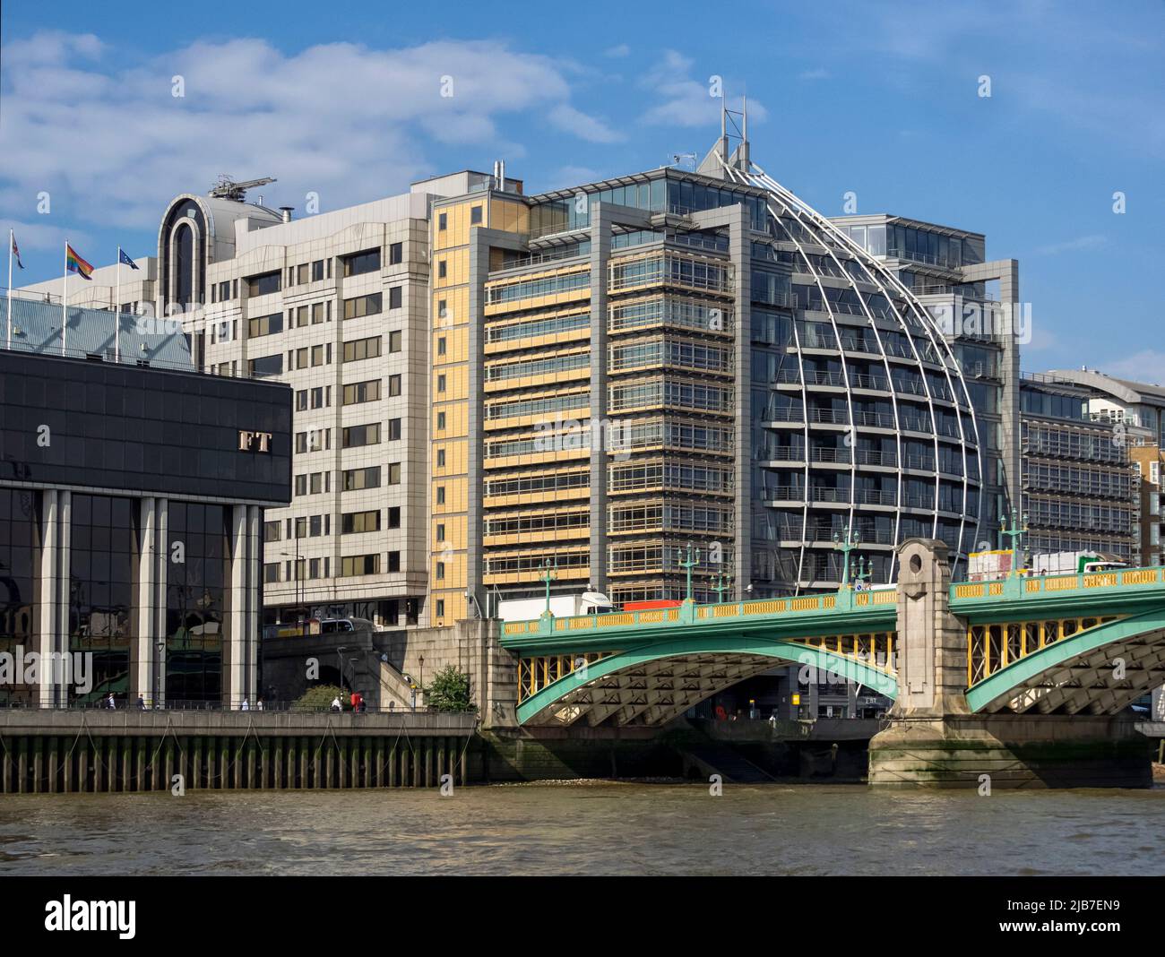 LONDON, UK - JULY 04, 2018: Exterior view of riverside buildings on ...