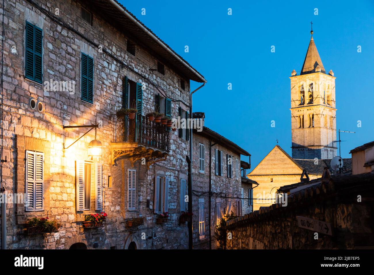 Assisi village in Umbria region, Italy. The town is famous for the most ...