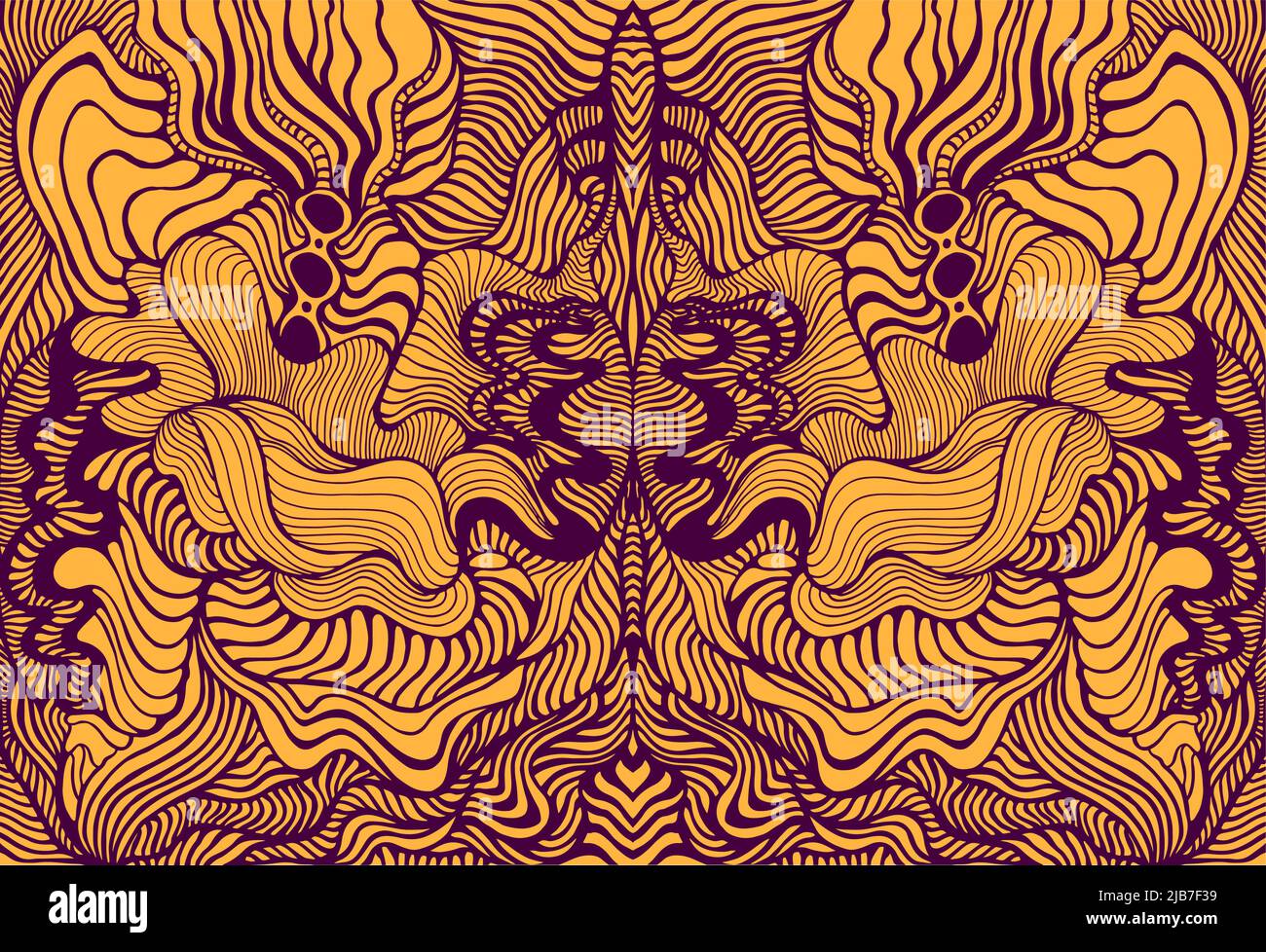 Waves shamanic fractal mandala texture. Ethno style. Plum colors ...