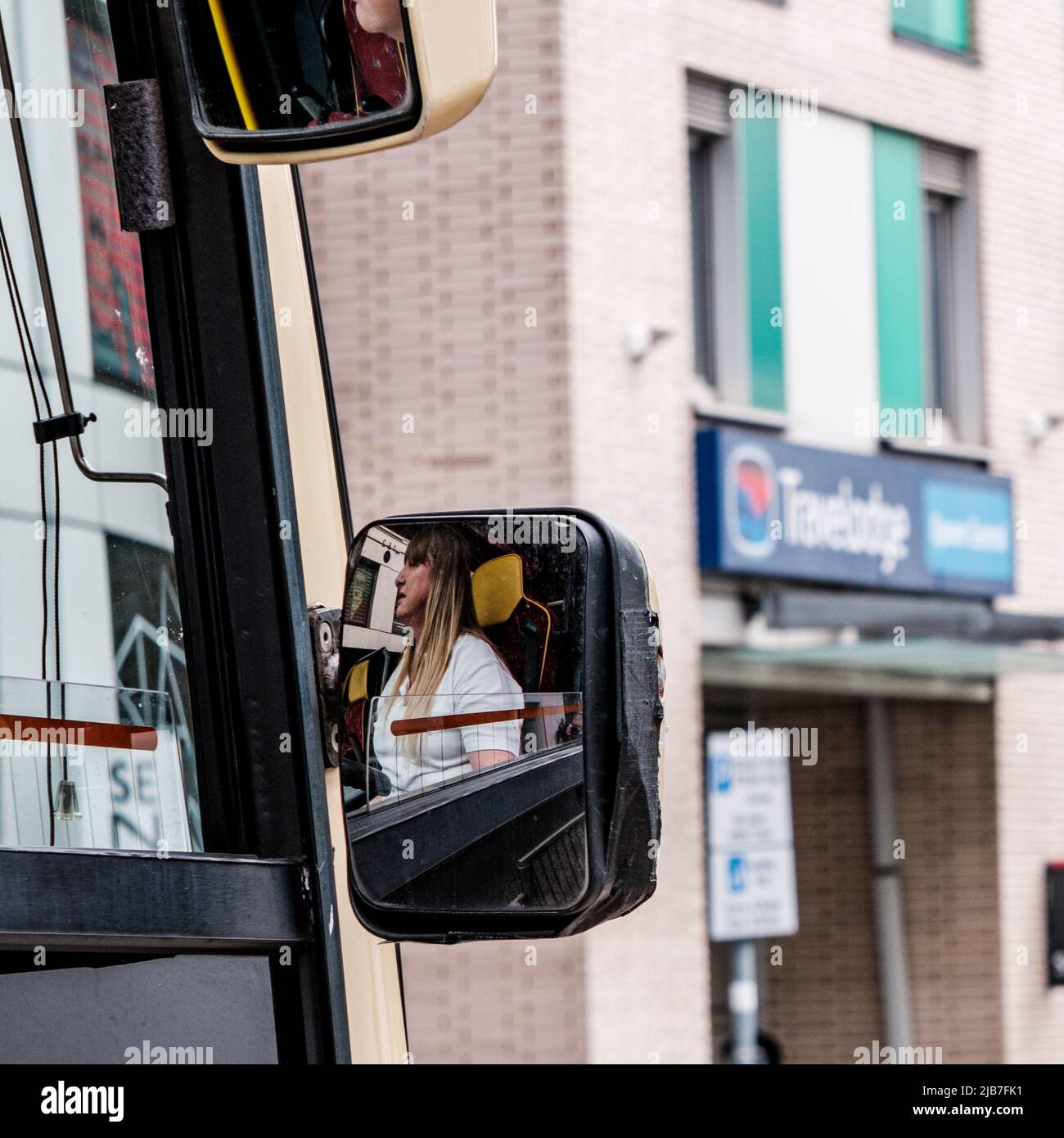 Rear view mirror bus hi-res stock photography and images - Alamy