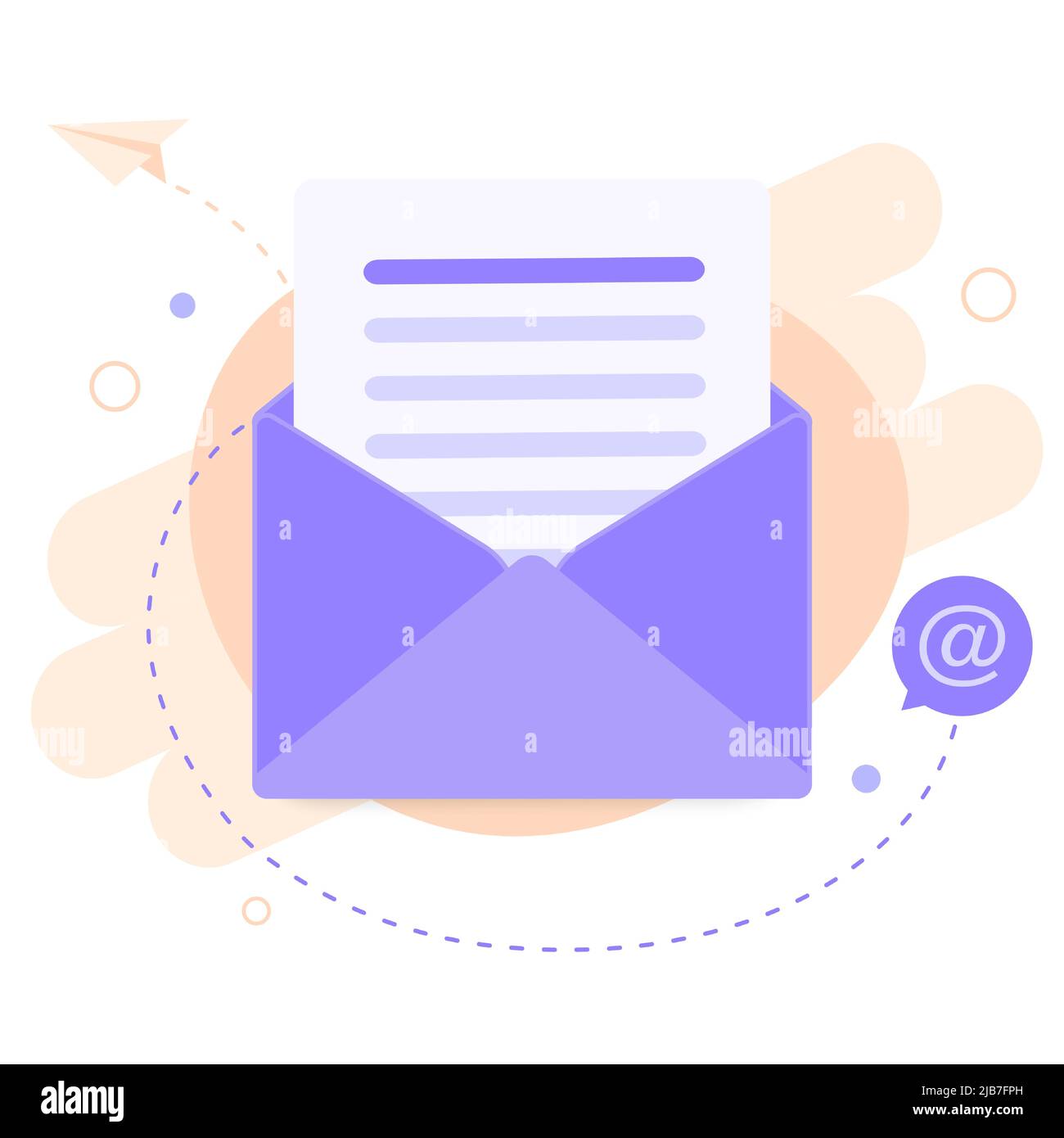 Open envelope with a document. New letter. Email marketing. Mail flat ...
