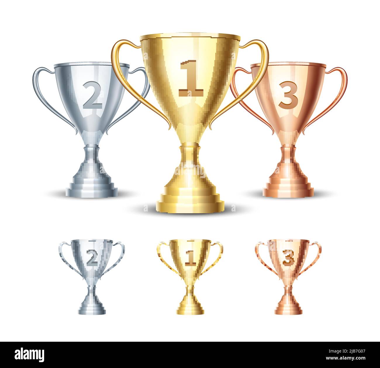 Vector gold, silver and bronze winner cup. Prize first third and second ...